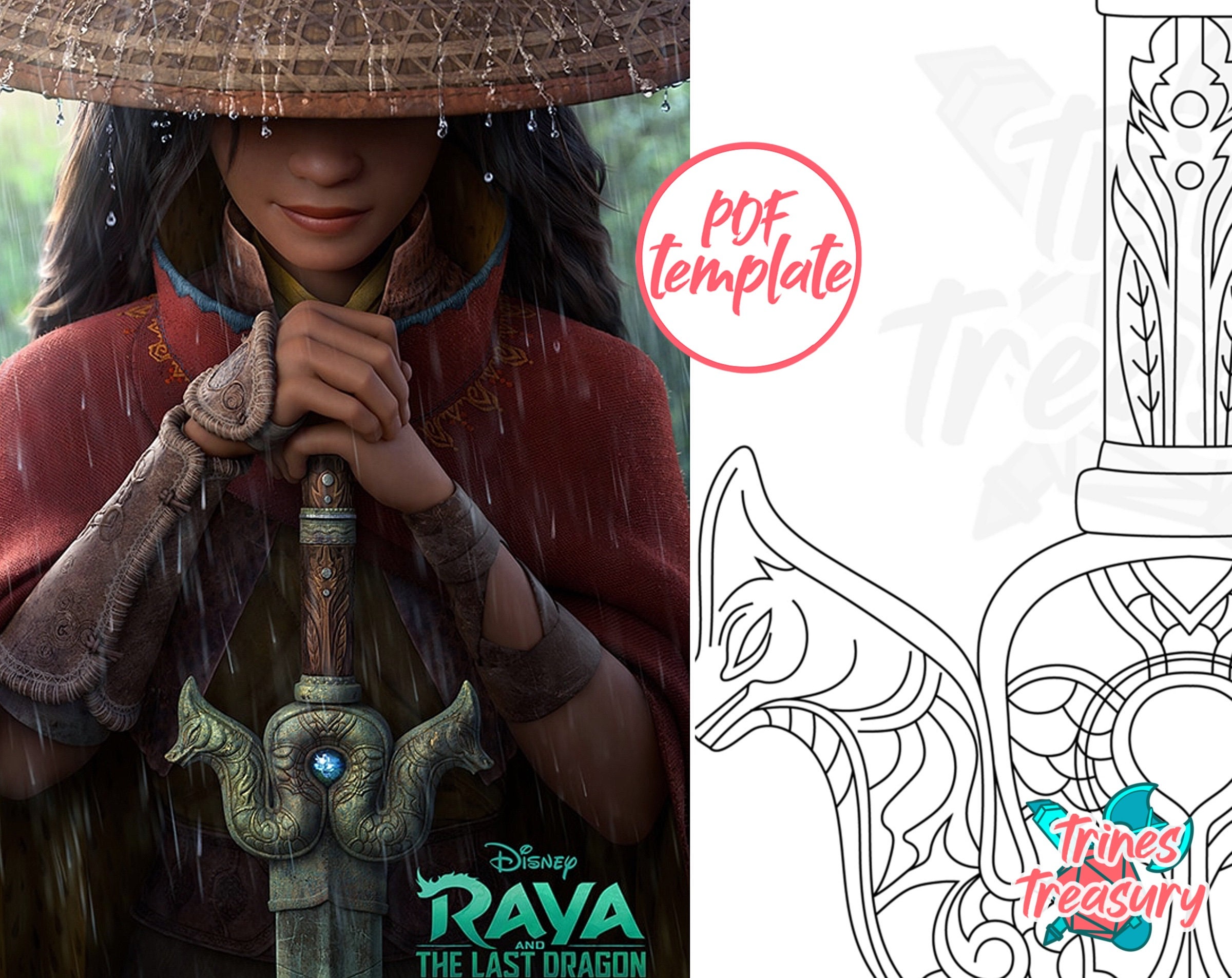 Rayas sword blueprint from Raya & The Last Dragon A4 and US | Etsy