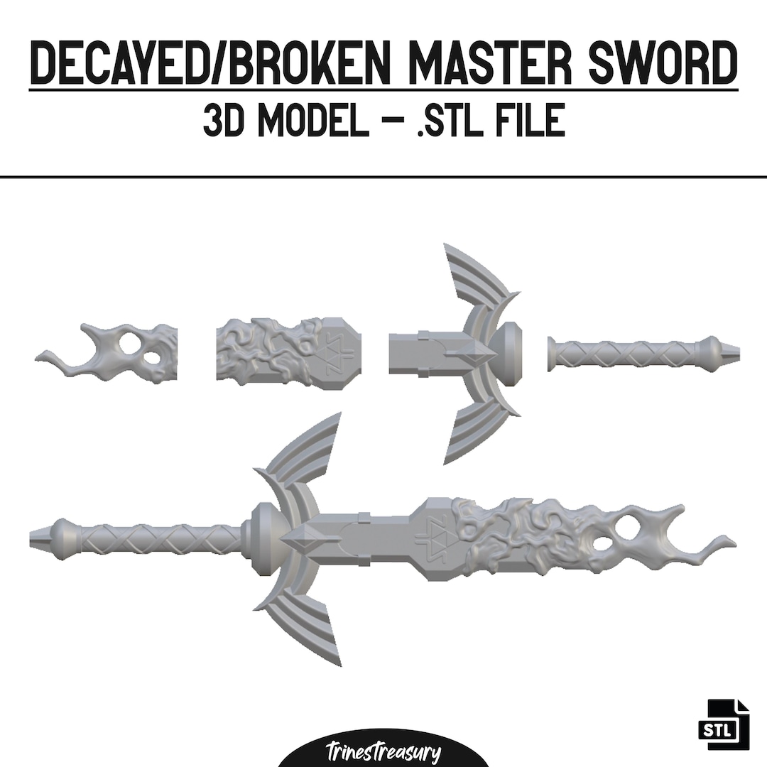 Decayed/broken Master Sword 3D Model - STL Files for 3D Printing - Etsy