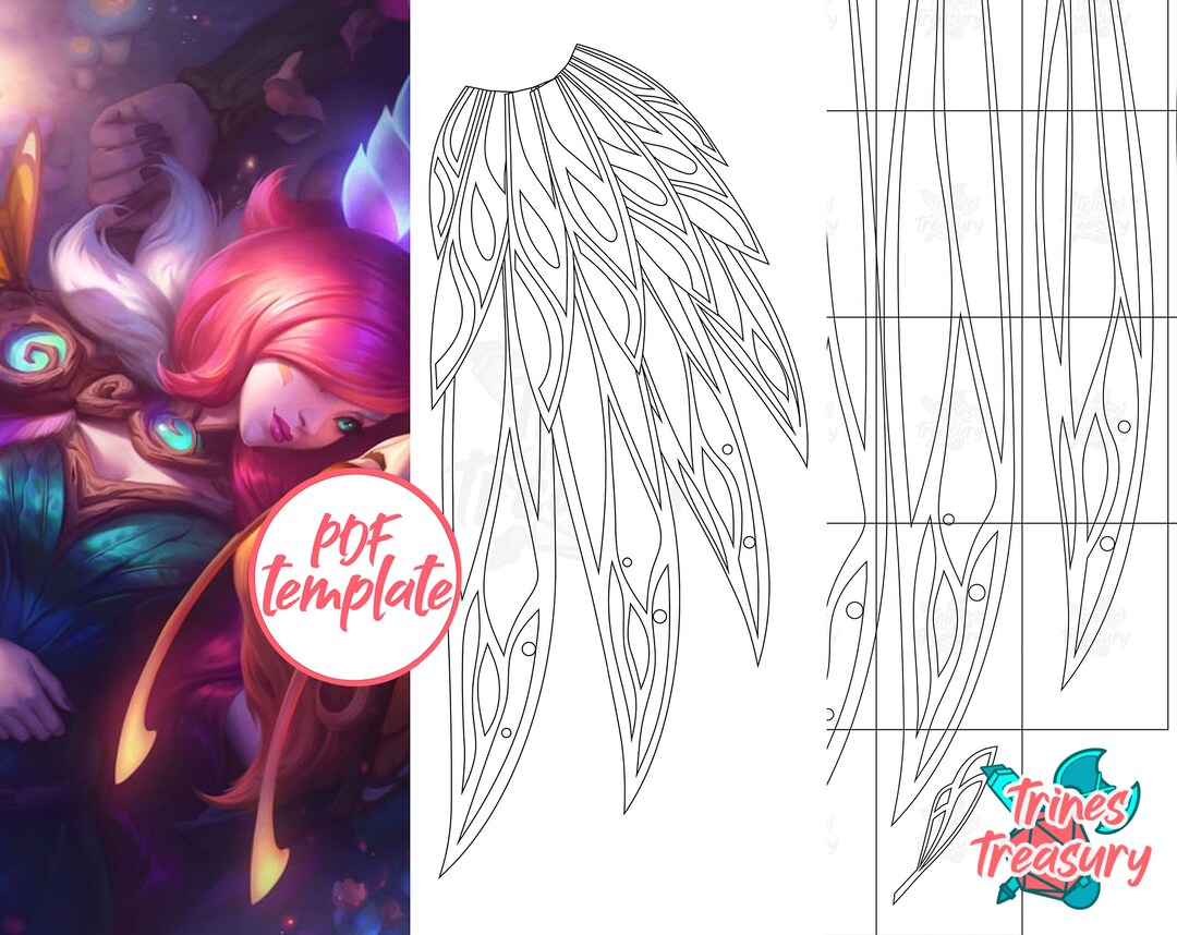 Elderwood Xayah Feathers, Ears and Weapon Blueprints! A4 and US Letter ...