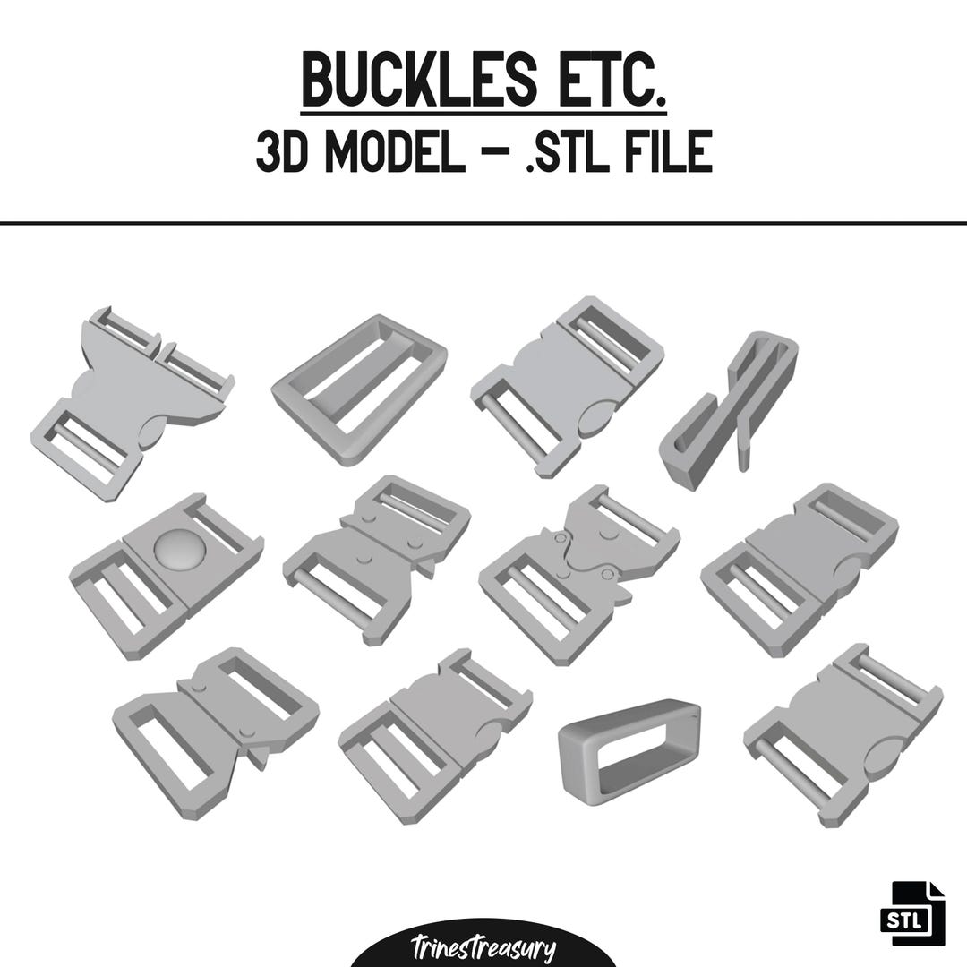 Belt Buckles and Strap Accessories 3D Models - STL Files - Etsy