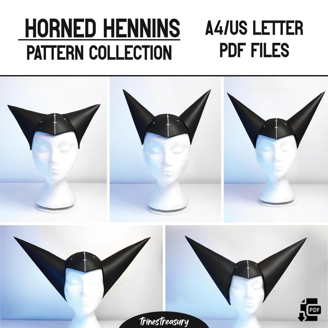 Horned Hennin Hats Pattern Collection for EVA Foam (5 Versions) + Guide ...