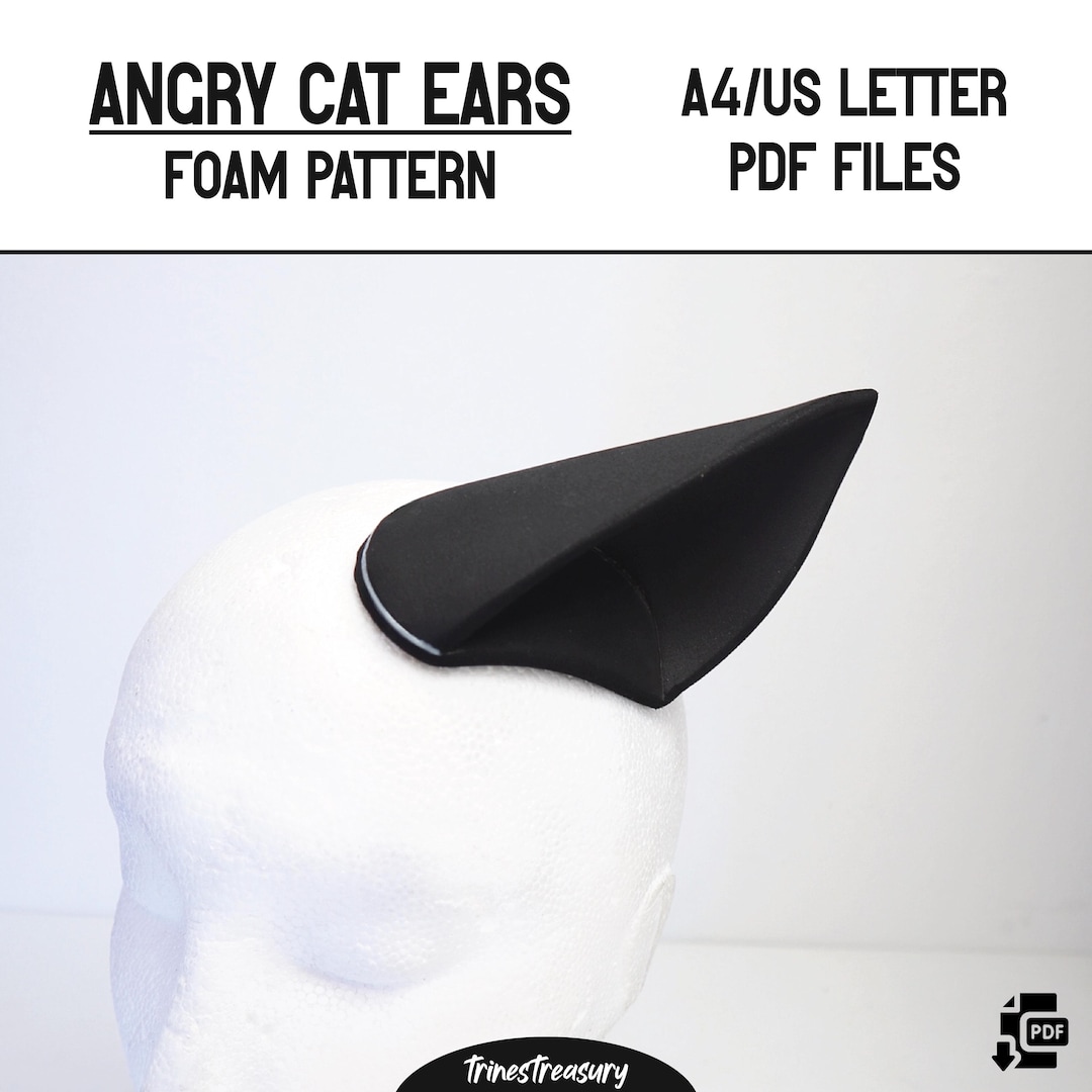 Angry Cat Ears Pattern + Guide - A4 and US Letter - Instant Digital ...