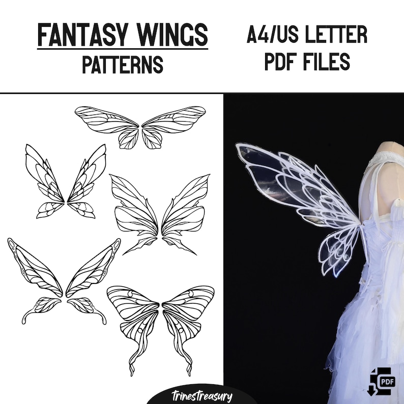 5 Fantasy Wing Patterns + Guide for Both Cellophane Wings and Fabric ...