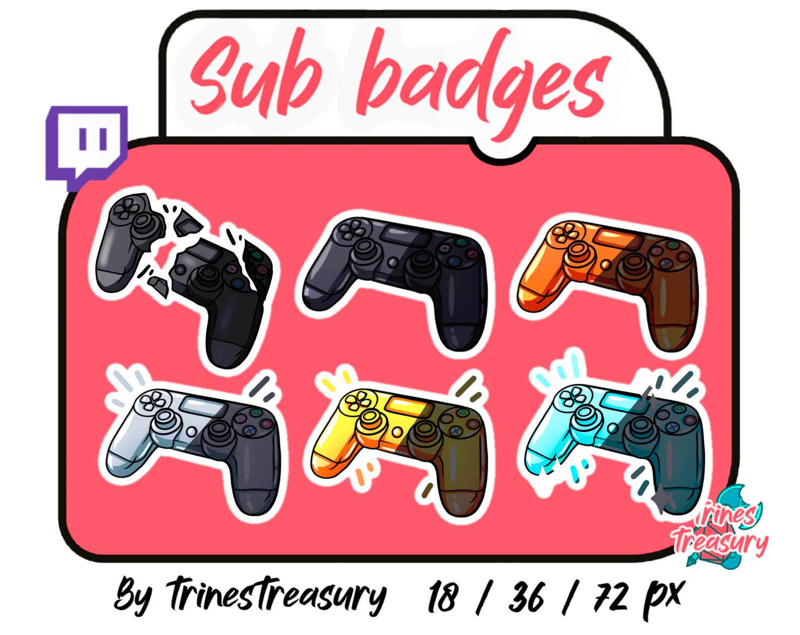 6 Controller Sub Badges for Twitch | Etsy