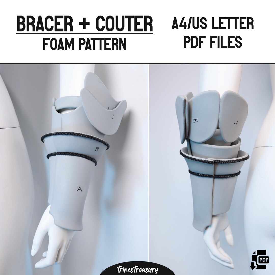 Medieval Bracers With Winged Couter Pattern for EVA Foam - A4 and US ...