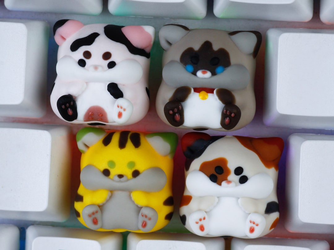 Cute Cat Keycaps - Animal Artisan Keycap - Perfect Handmade Gift for ...