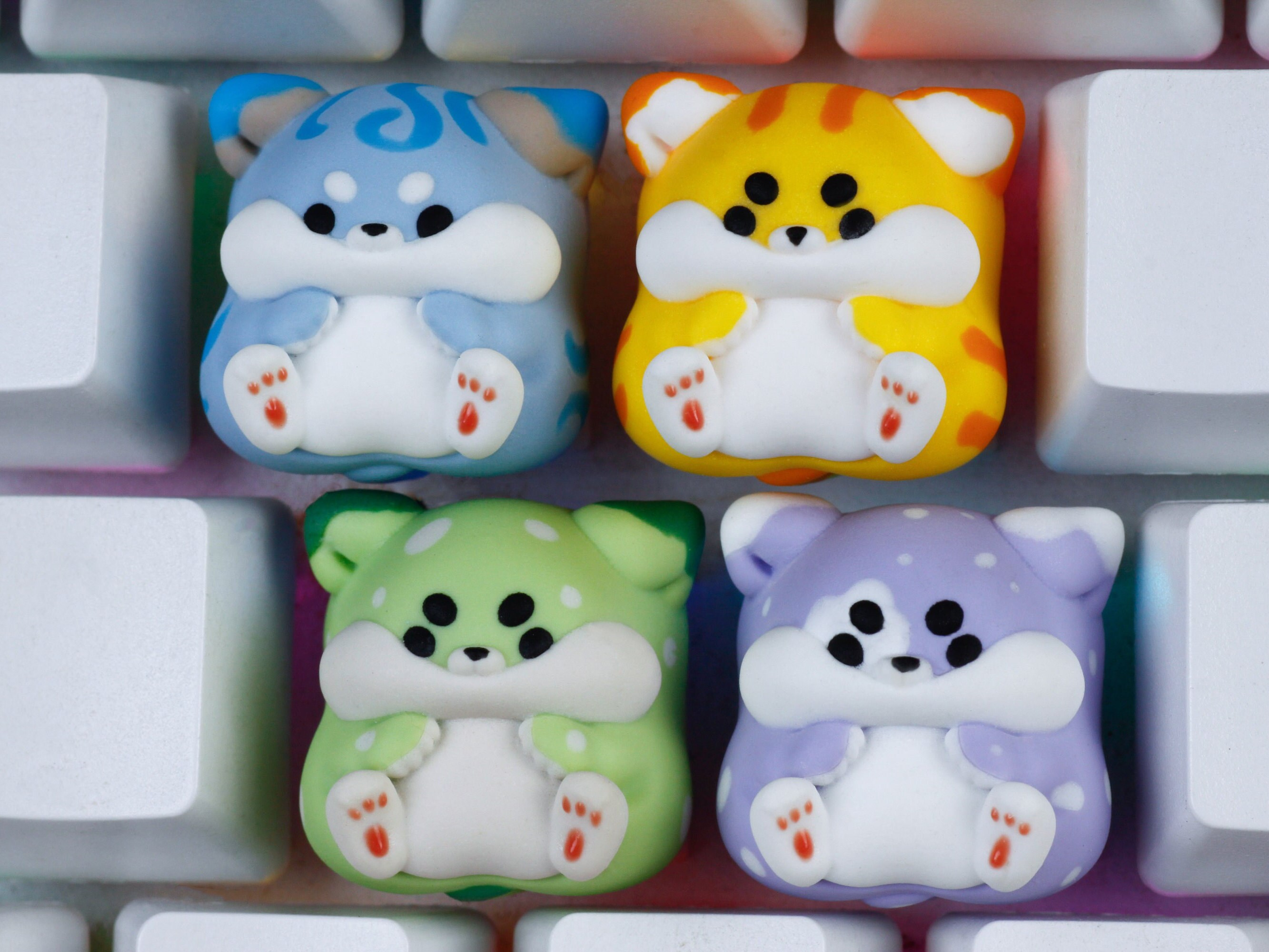 Pastel Cat Keycap Set: Handmade Kawaii Keyboard Accessory - Etsy