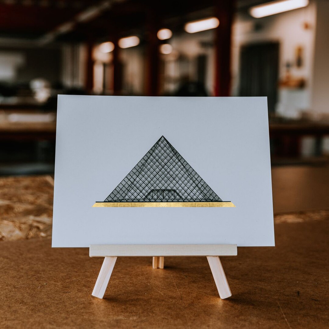 The Gold Leaf Louvre Museum Pyramid Artwork, Gold Leaf Paris Wall Art ...