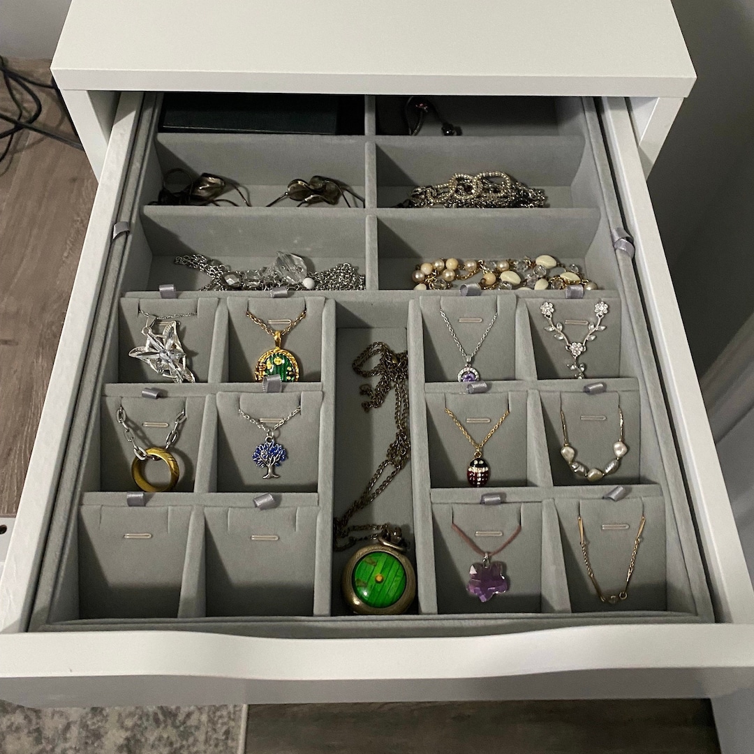Custom Velvet Jewelry Organizer: Closet Drawer Insert, Jewelry Storage ...