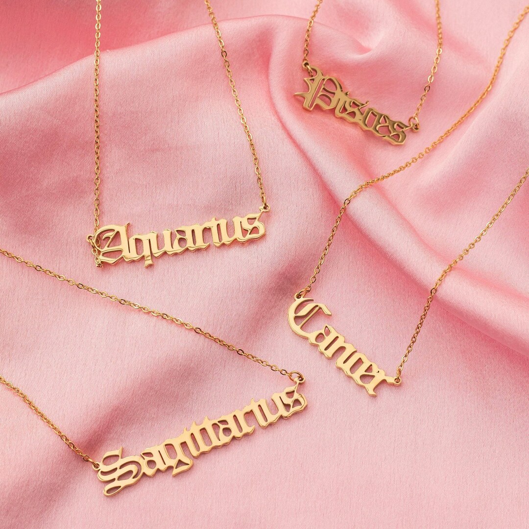 Zodiac Star Sign Necklace Waterproof Astrology Necklace Fashion ...