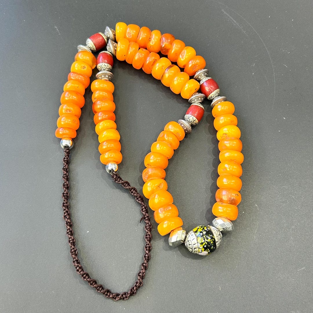 Vintage African Copal Bead Necklace: Rare Old Big Beads - Etsy