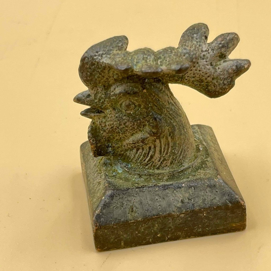Ancient Roman Bronze Rooster Statue: Rare Carved Seal Stamp - Etsy