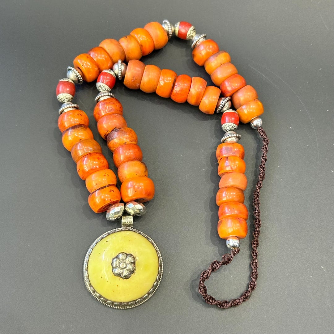 Vintage African Copal Bead Necklace: Rare Big Beads - Etsy