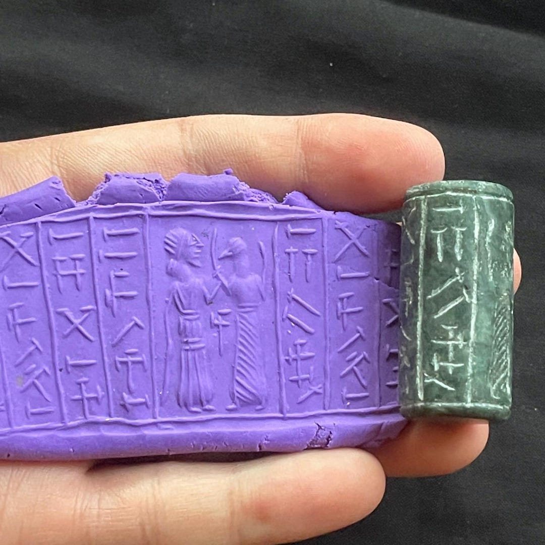 Ancient Near Eastern Ancient Jade Stone Roman King and Animal Intaglio ...