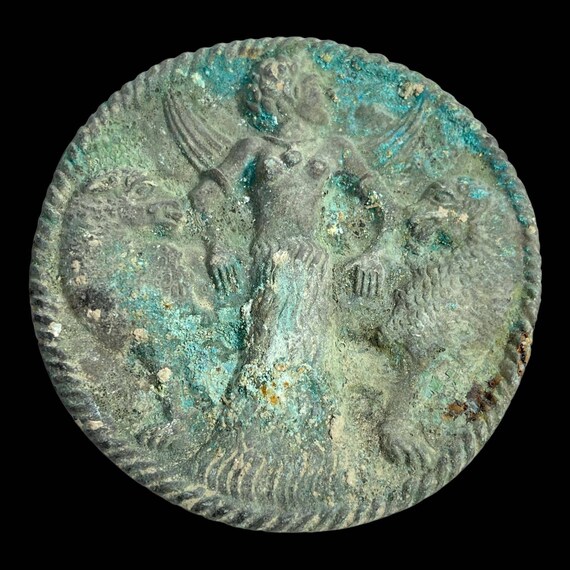 Rare Ancient Bactrian Greco Old Bronze Winged Queen A… - Gem