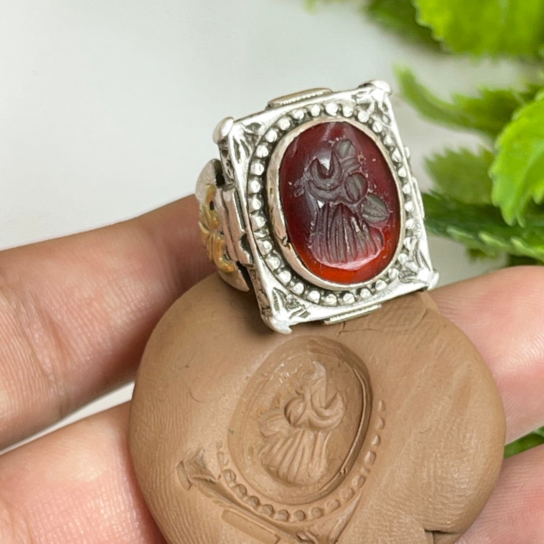 Antique Roman Carnelian Agate Intaglio Solid Silver Ring - Etsy