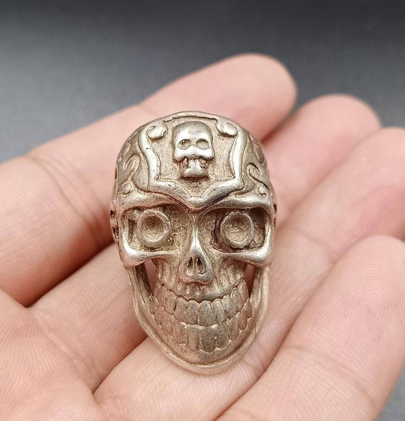 Wonderful Ancient Old Antique Human Skull Unique Silv… - Gem