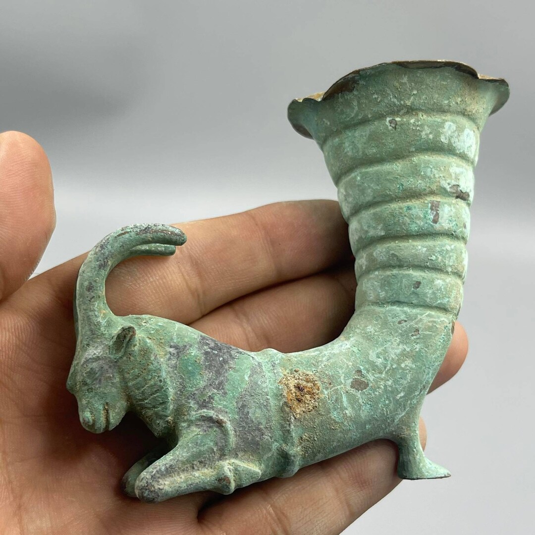 Rare Ancient Bronze Goat Rhyton Vessel: Collectable Animal Form - Etsy