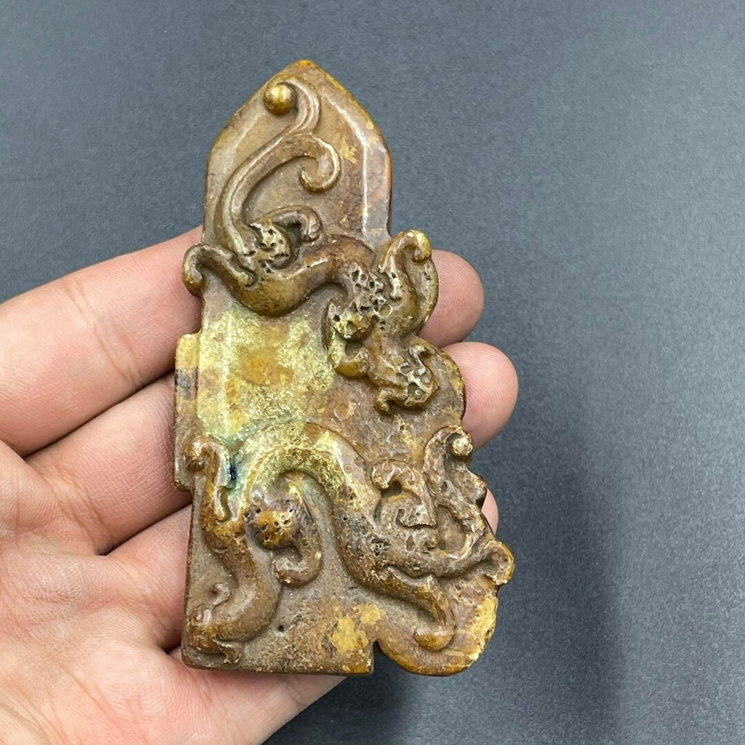 Ancient Chinese Qing Dynasty Old Jade Stone Dragon Carved Rare ...