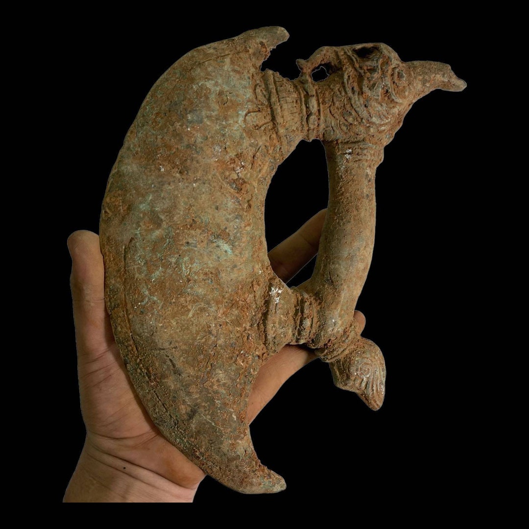 Circa 300-400BC Ancient Roman Bronze Unique Axe With Animals Terminal ...