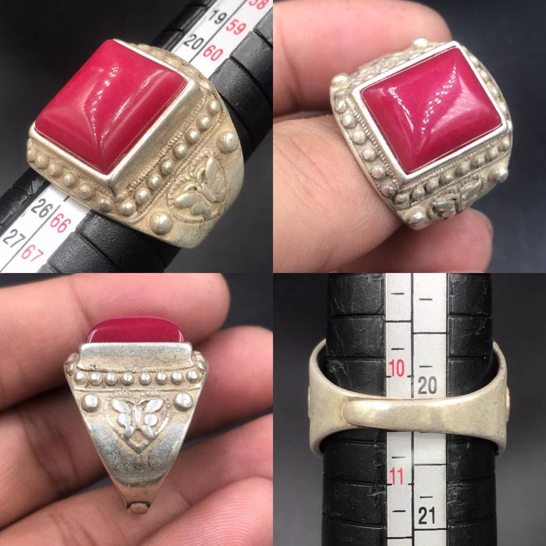 Ancient Lovely Old Ruby Stone and Silver Plated Rare Unique Beautiful ...