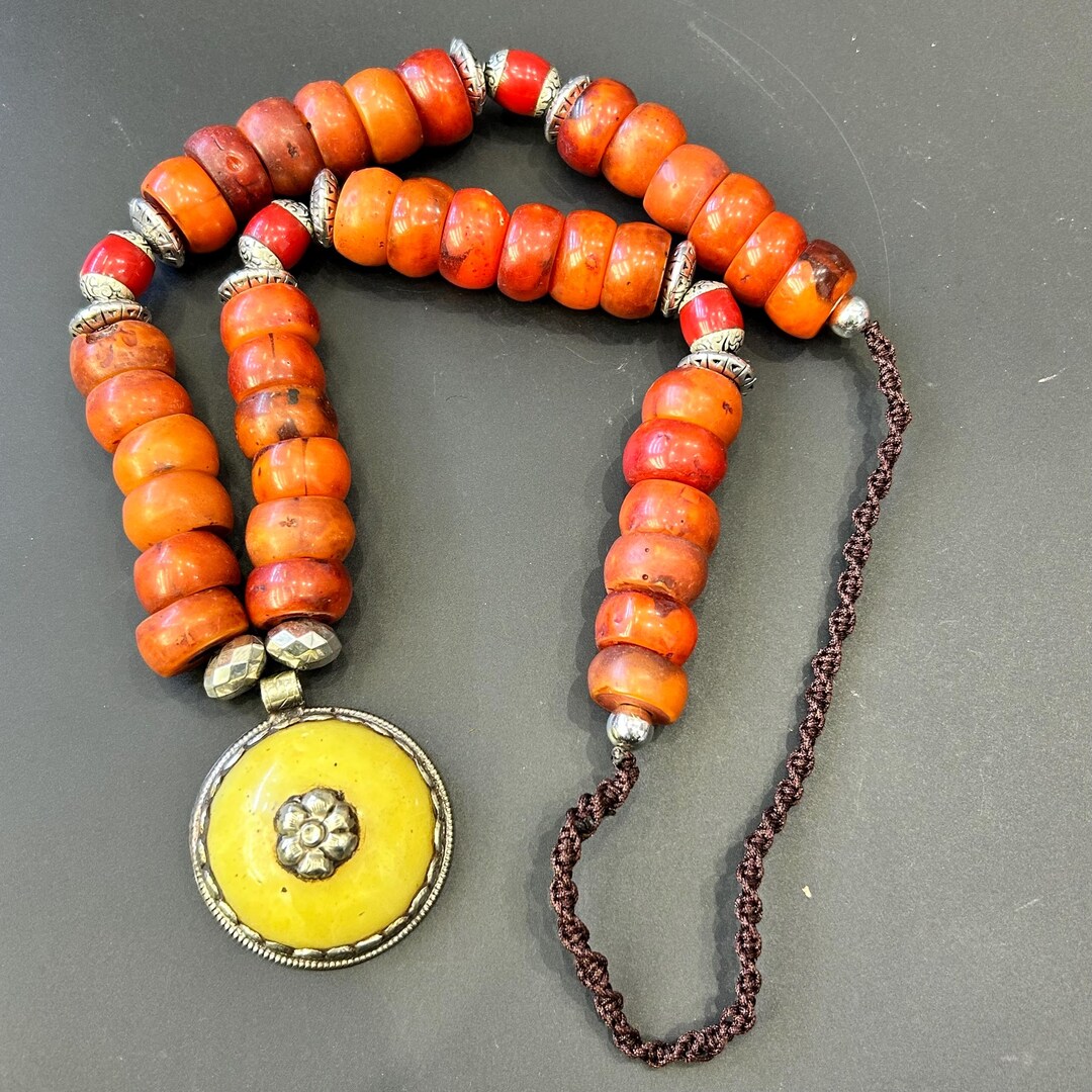 Vintage African Copal Bead Necklace: Rare Old Big Beads - Etsy