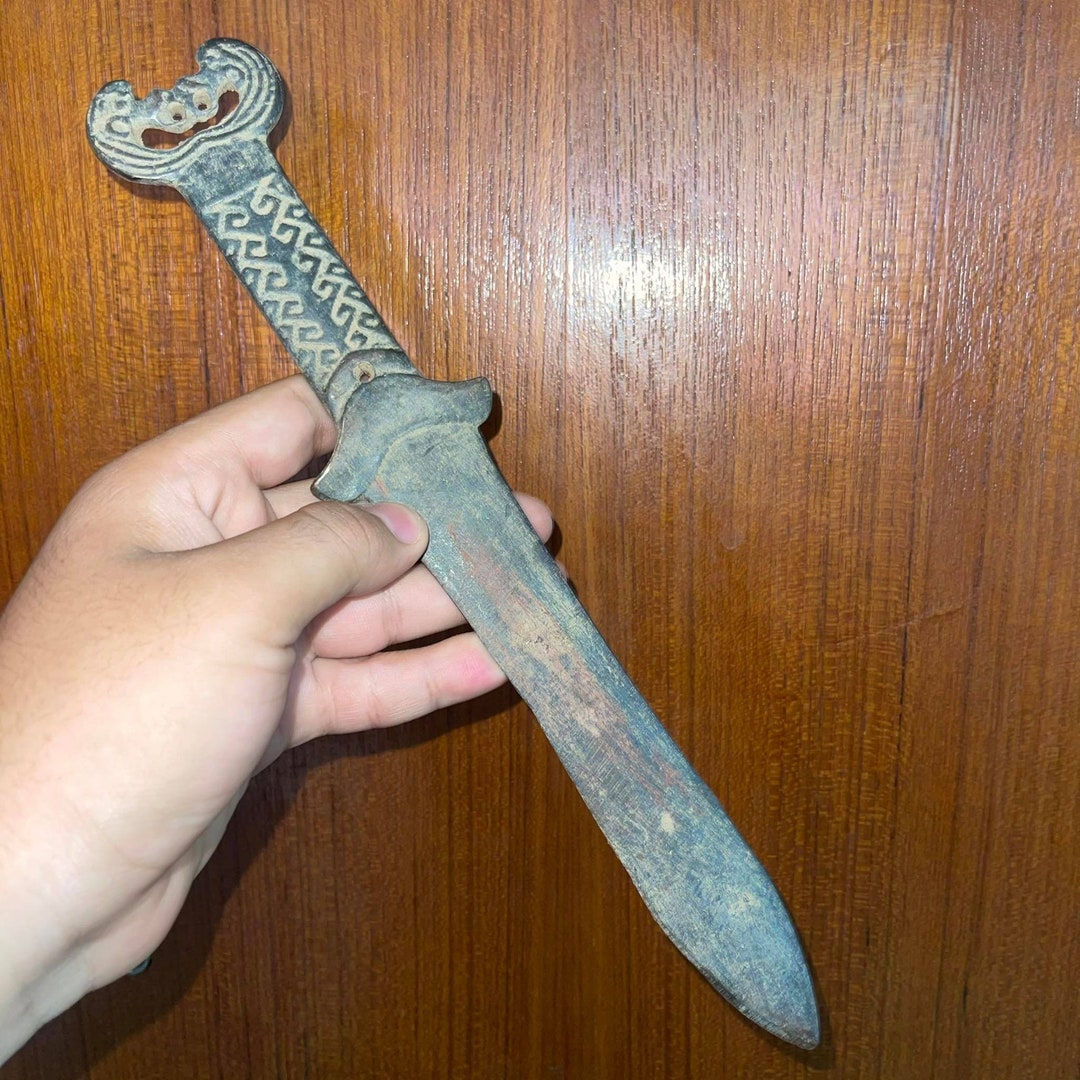 Antique Roman Bronze Sword: Animal Head Handle, Rare Ancient Artifact ...
