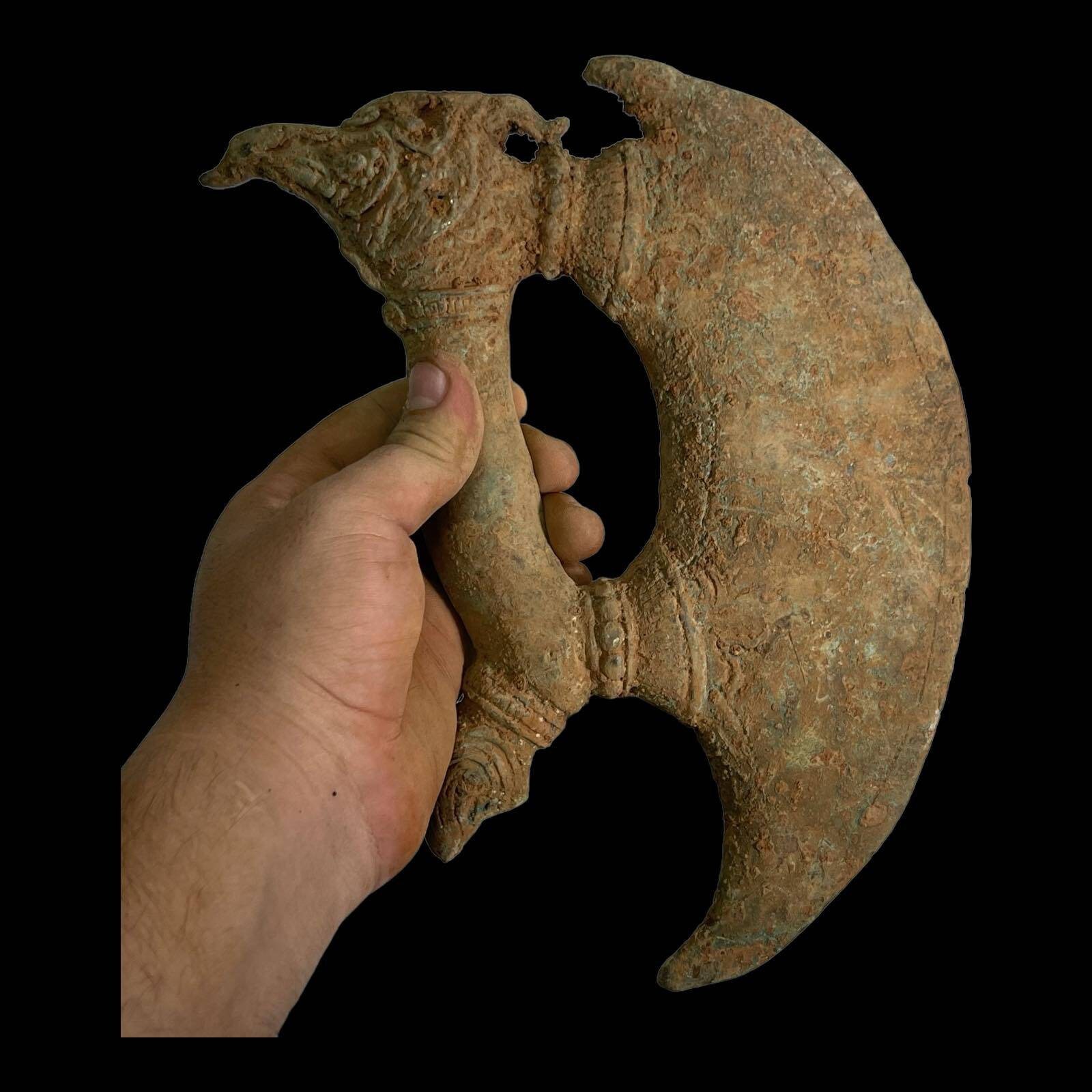 Circa 300-400BC Ancient Roman Bronze Unique Axe With Animals Terminal ...