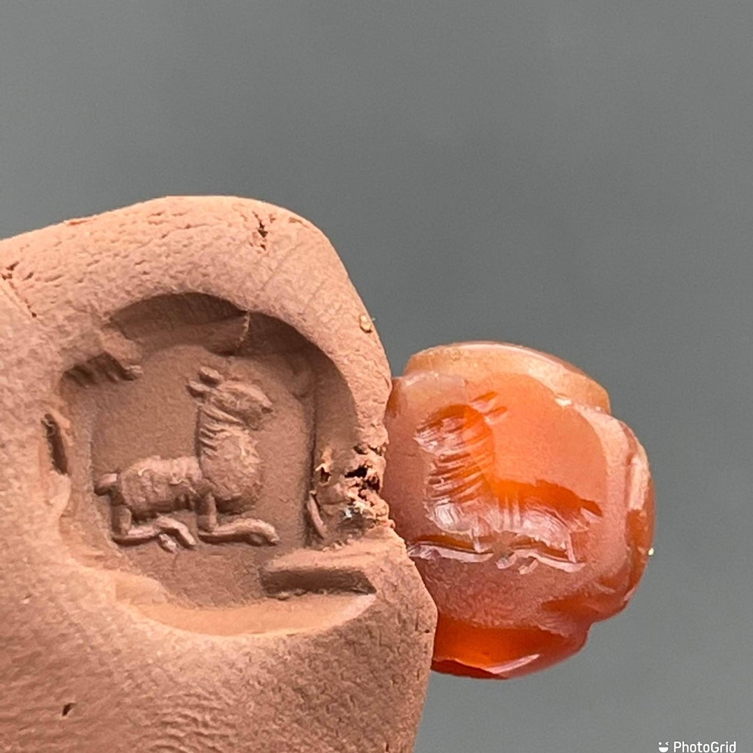 Ancient Roman Carnelian Seal Stamp Bead, Engraved Agate - Etsy
