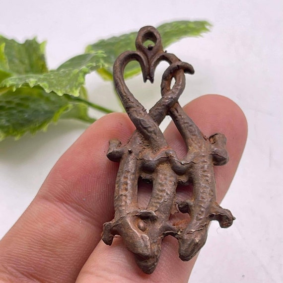 Beautiful Ancient Old Near Eastern Bronze 3 Lizard An… - Gem