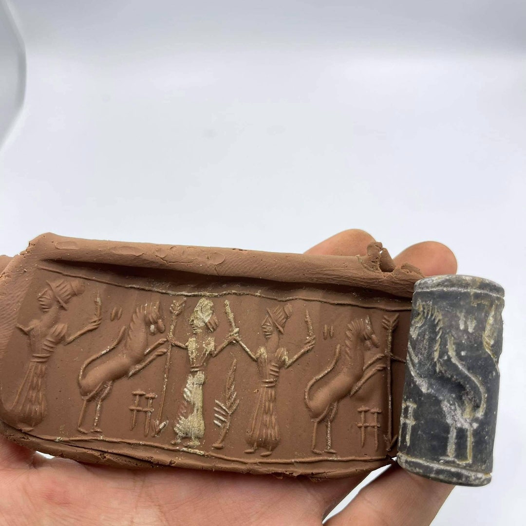 Rare Ancient Near Eastern Cylinder Seal Bead: King & Animal Intaglio - Etsy