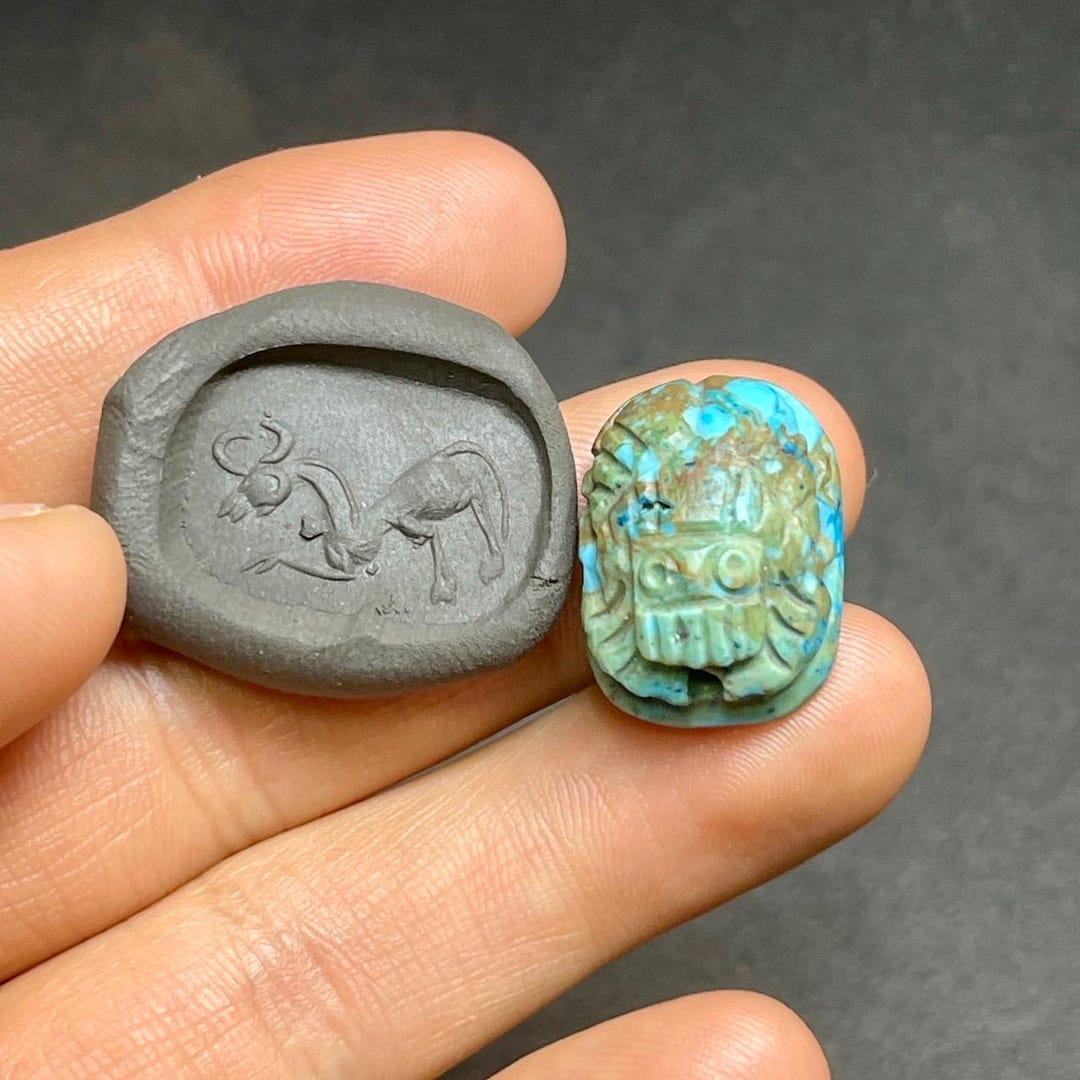 Ancient Turquoise Stone Scarab Amulet Bead: Animal Engraving - Etsy