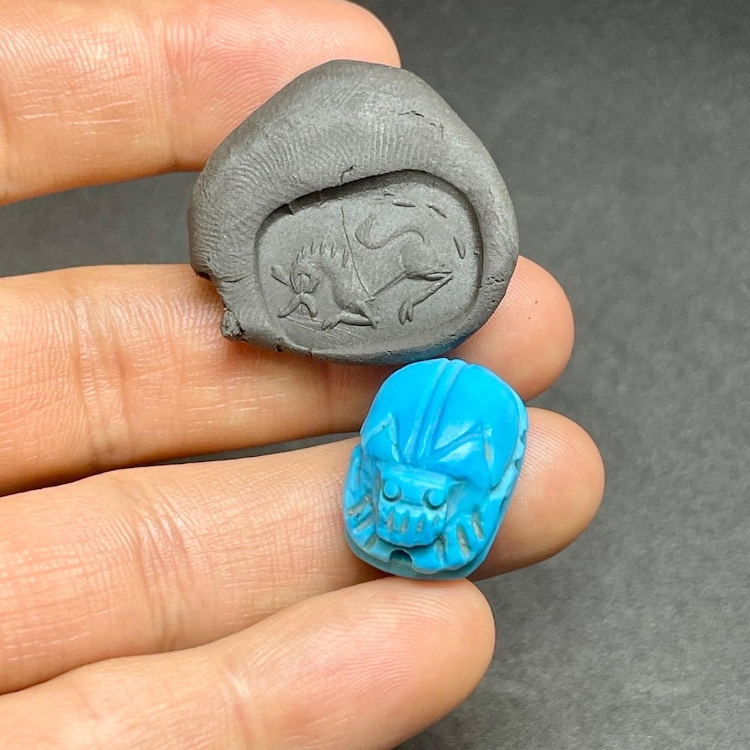 Ancient Turquoise Stone Scarab Amulet Bead: Animal Engraving - Etsy