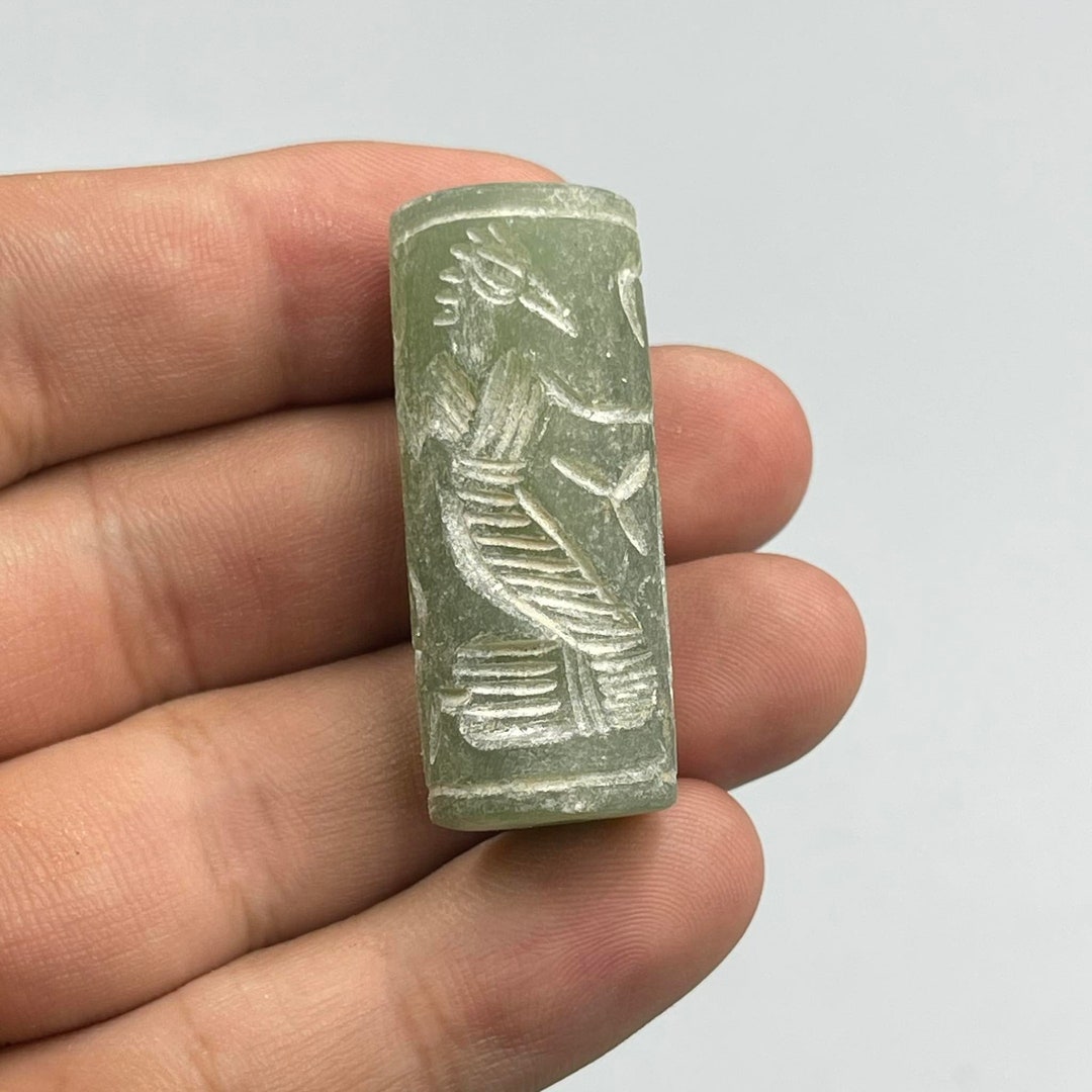 Superb Near Eastern Ancient Jade Stone Beautifully Carved Rare Cylinder ...