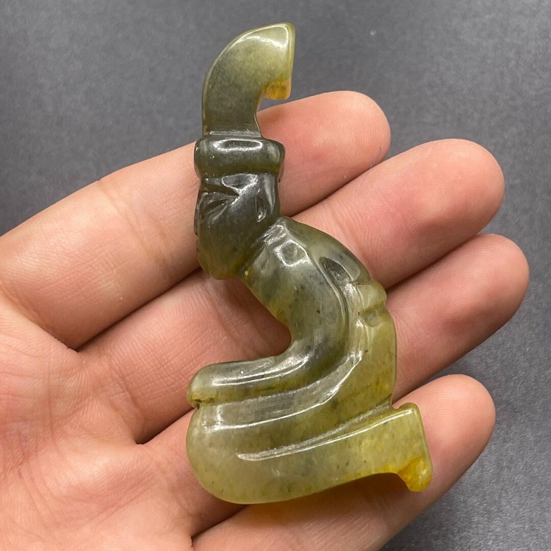 Antique Ancient Near Eastern Old Jade Stone Worshipper Statue Carved ...