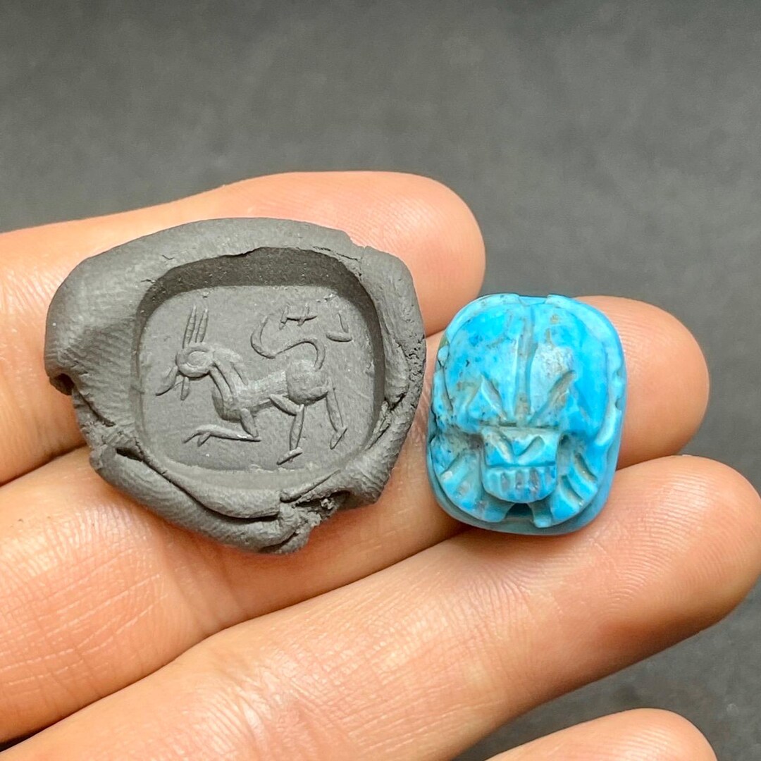 Ancient Turquoise Stone Scarab Amulet Bead: Animal Engraving - Etsy