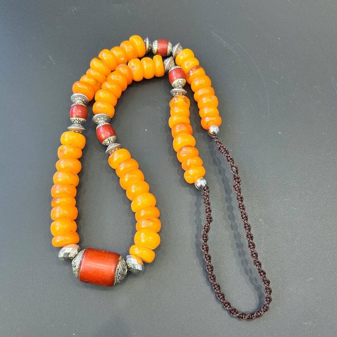 Vintage African Copal Bead Necklace: Rare Big Beads - Etsy