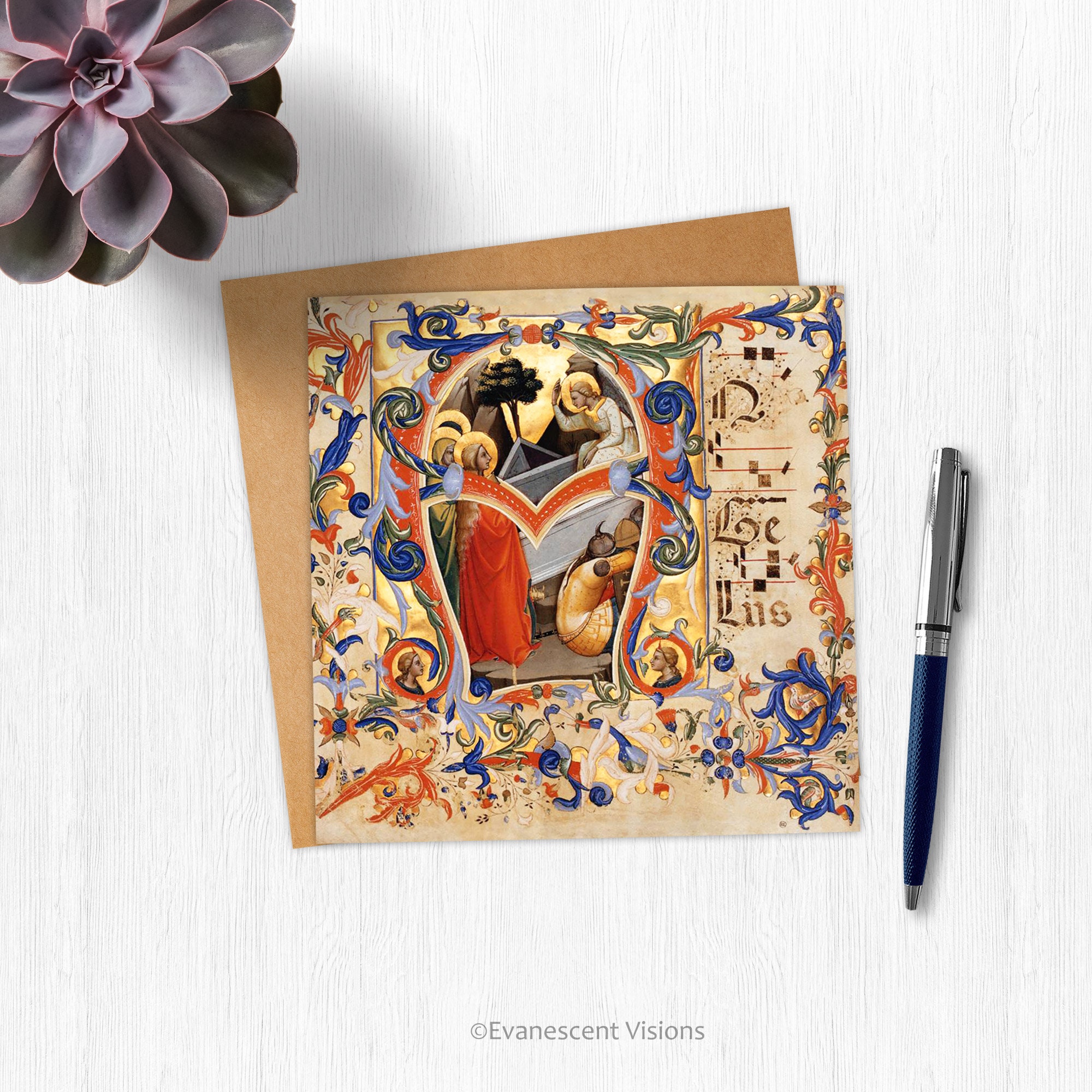 Medieval Illuminations Traditional Easter Card, Religious Greeting Art ...