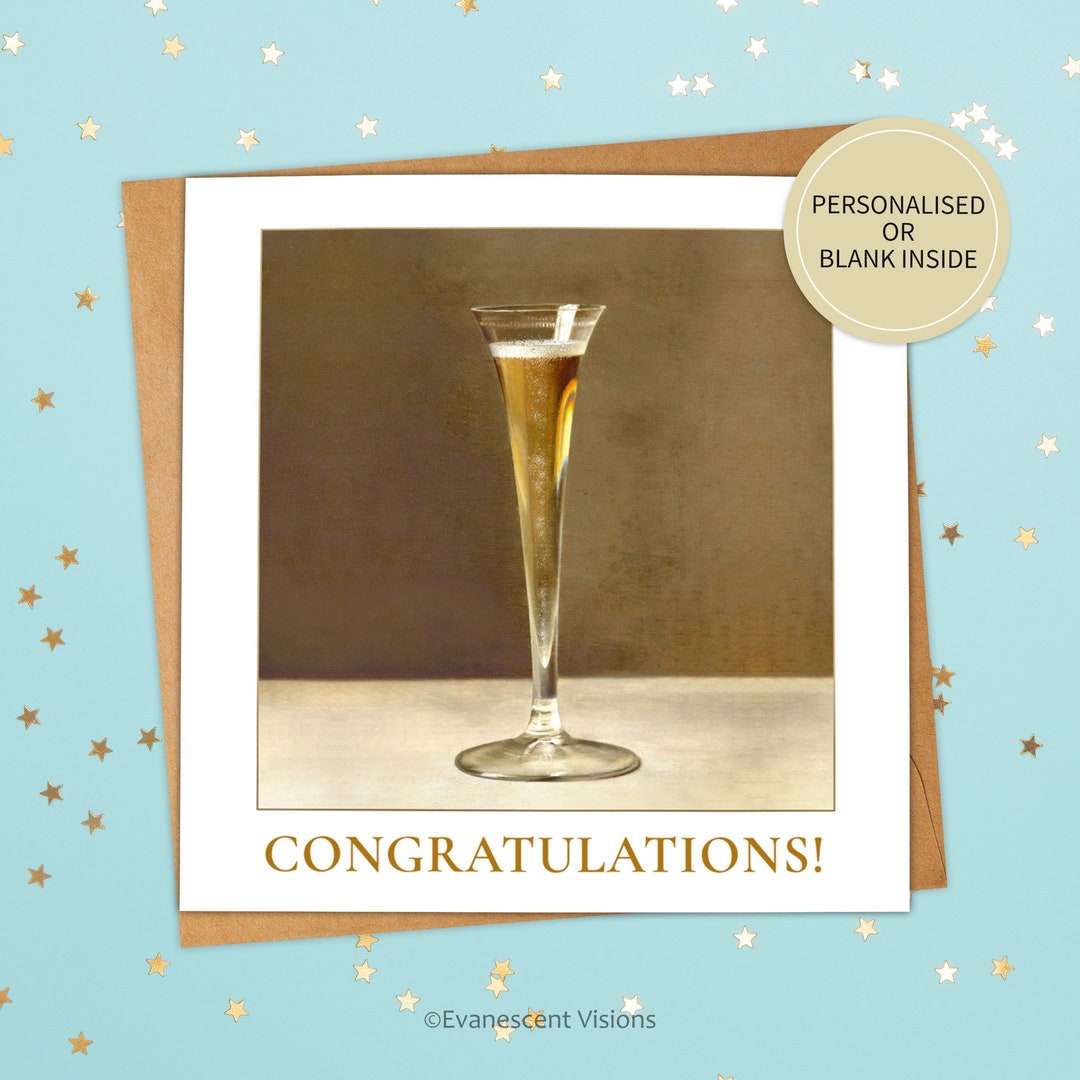 Champagne Congratulations Card, Celebration Card for Engagement ...