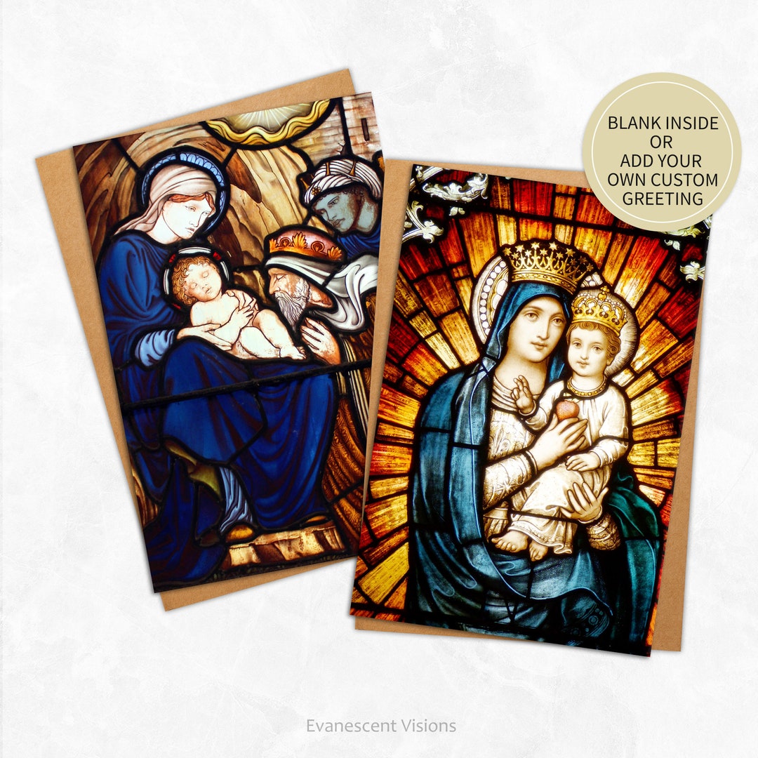 Pre-raphaelite Stained Glass Window Card, Adoration of the Magi, Mary ...