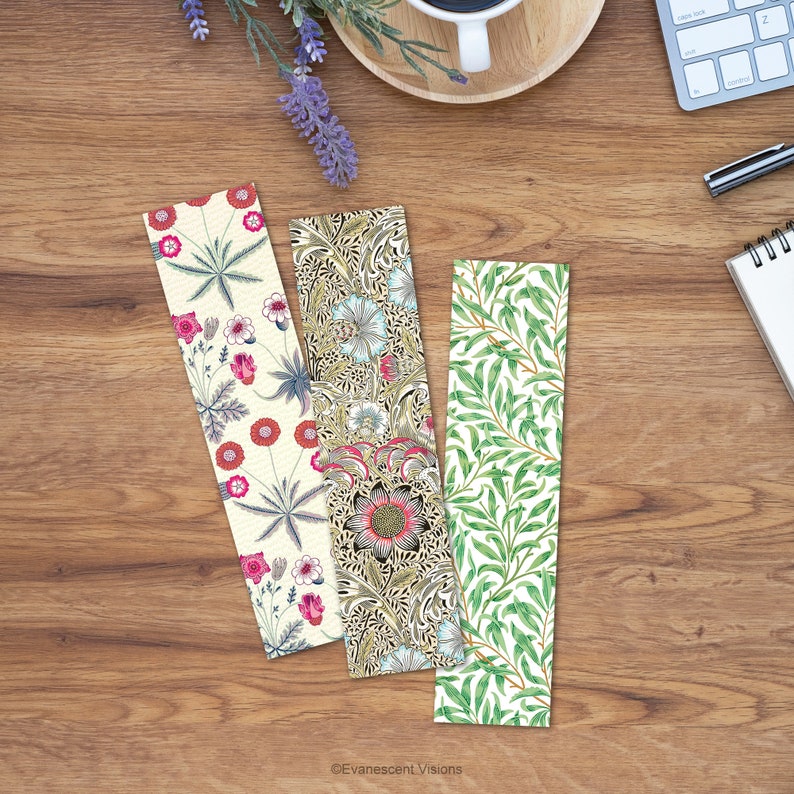 Floral Patterns Printable Bookmarks, Digital Bookmark Download, William ...