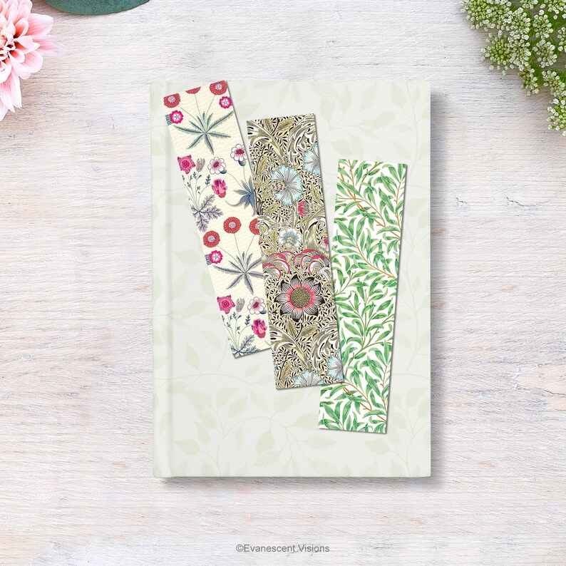 Floral Patterns Printable Bookmarks, Digital Bookmark Download, William ...
