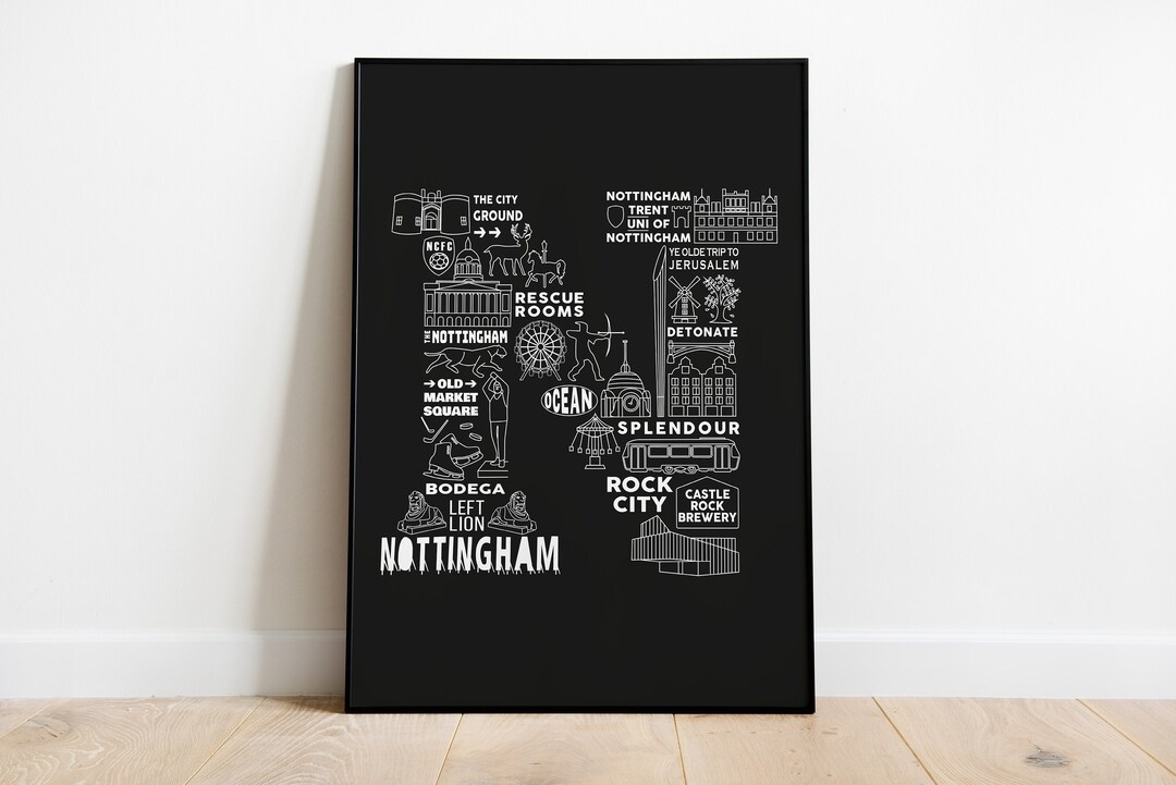 Nottingham City Letter 'N' Print black - Etsy