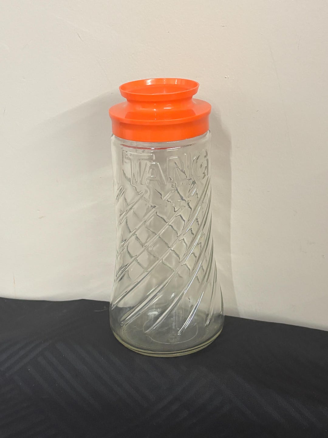 TANG Anchor Hocking Glass Jar/ Orange Screw-on Lid Vintage Tang ...
