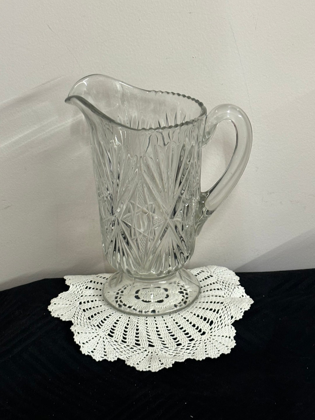 American Pressed Glass Pitcher/ 1930’s Depression Era Glass Pitcher ...