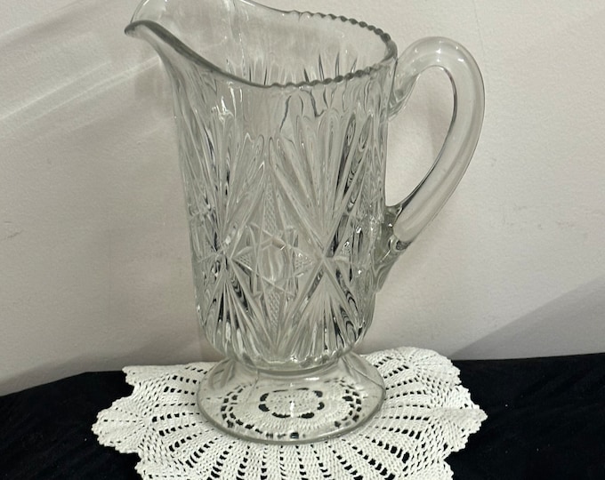 American Pressed Glass Pitcher/ 1930’s Depression Era Glass Pitcher ...