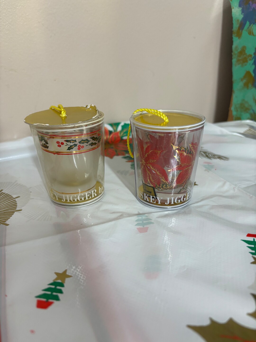 Culver Christmas Whiskey Jiggers Shot Glasses / Vintage/ 22k Gold ...