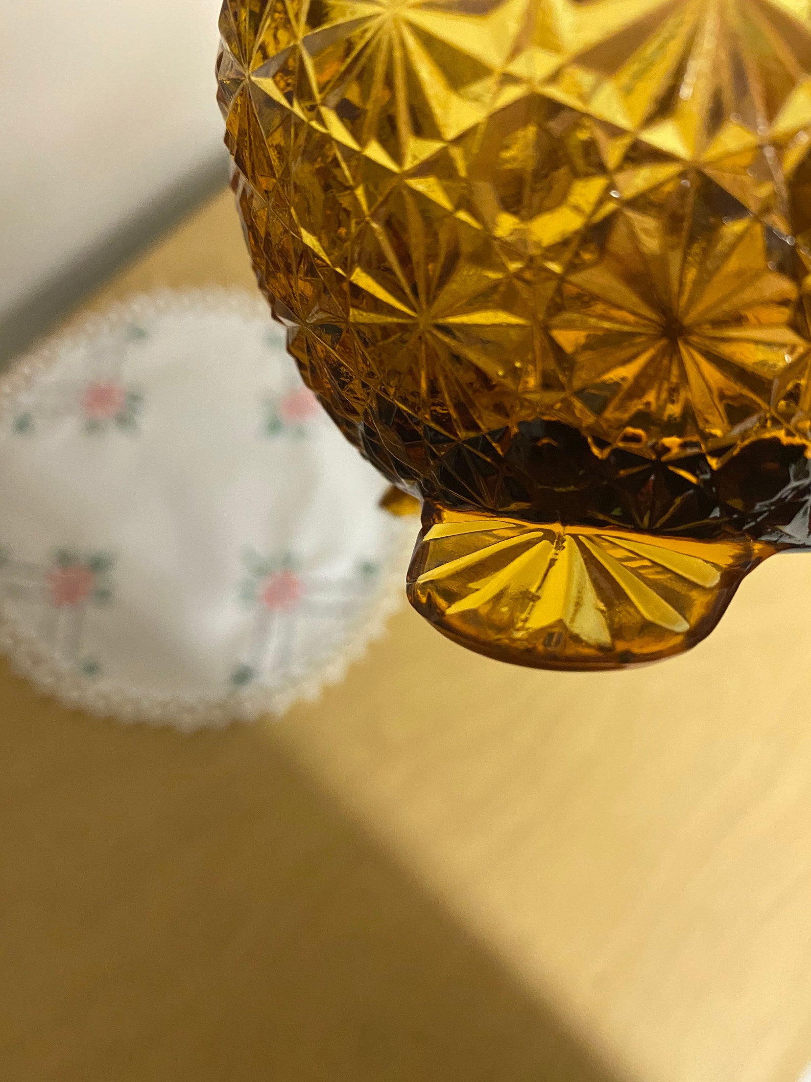 Vintage Amber Glass Daisy and Button footed oval dish / bowl | Etsy