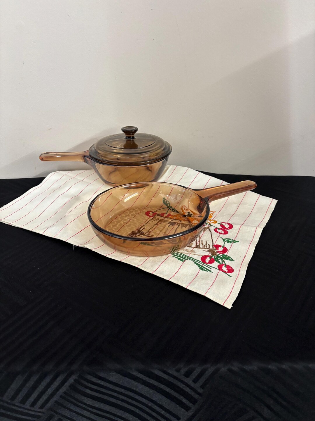 Pyrex Visions 3 Piece Amber Glass Saucepan Set/ Vintage 1980s Visions ...