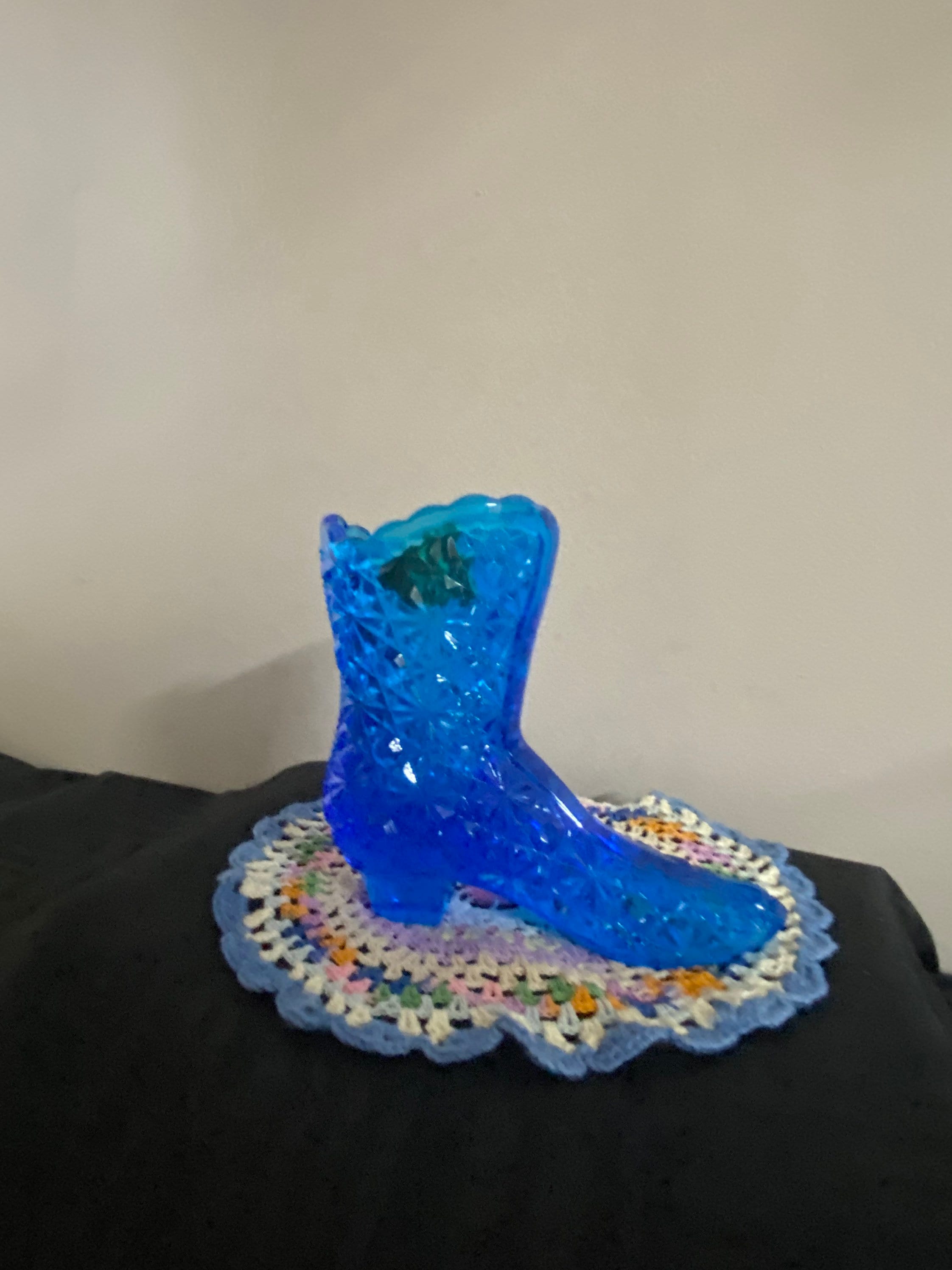 Fenton Blue Glass Daisy and Button Boot Original Sticker / - Etsy